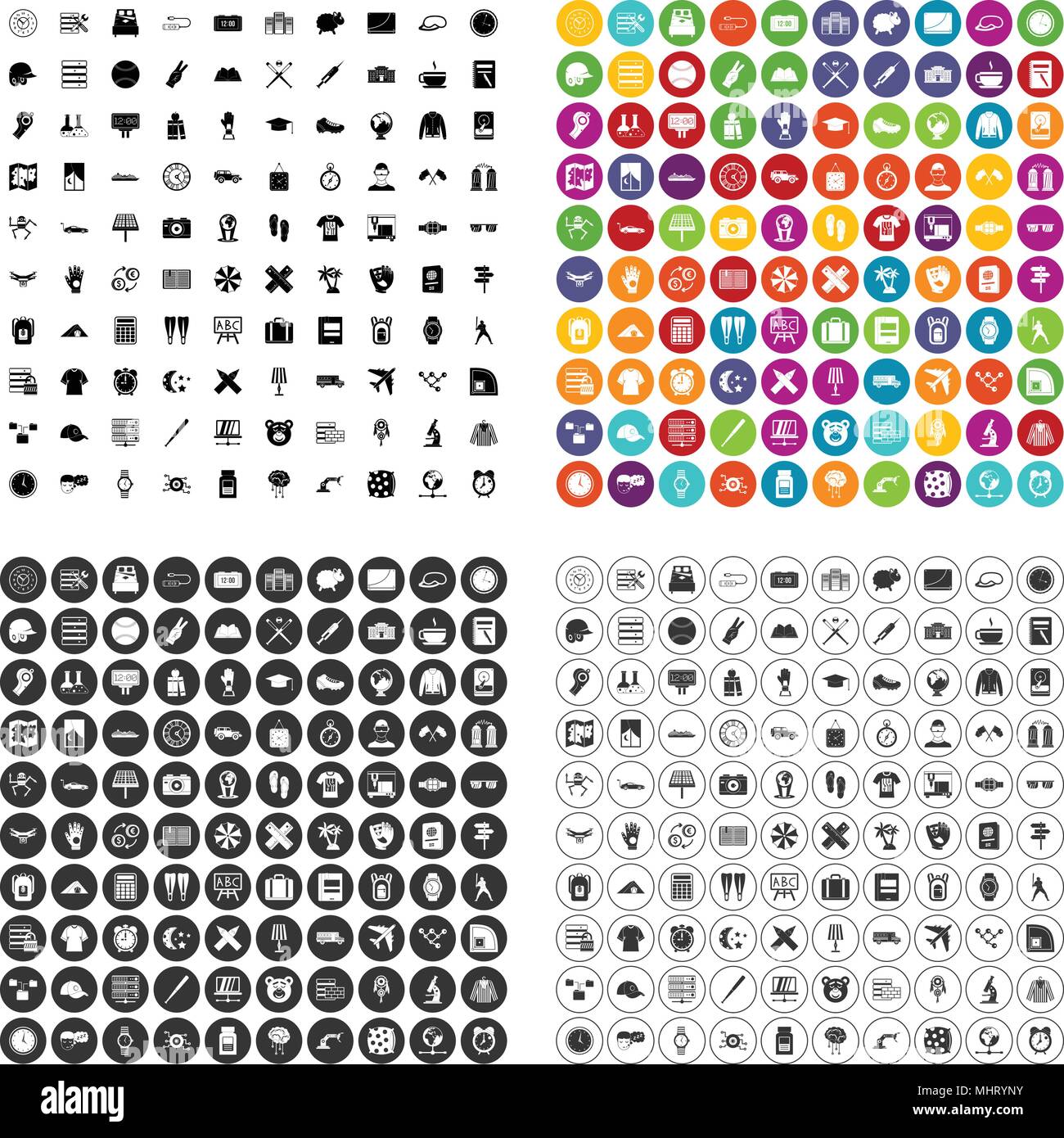 100 time icons set vector variant Stock Vector Image & Art - Alamy