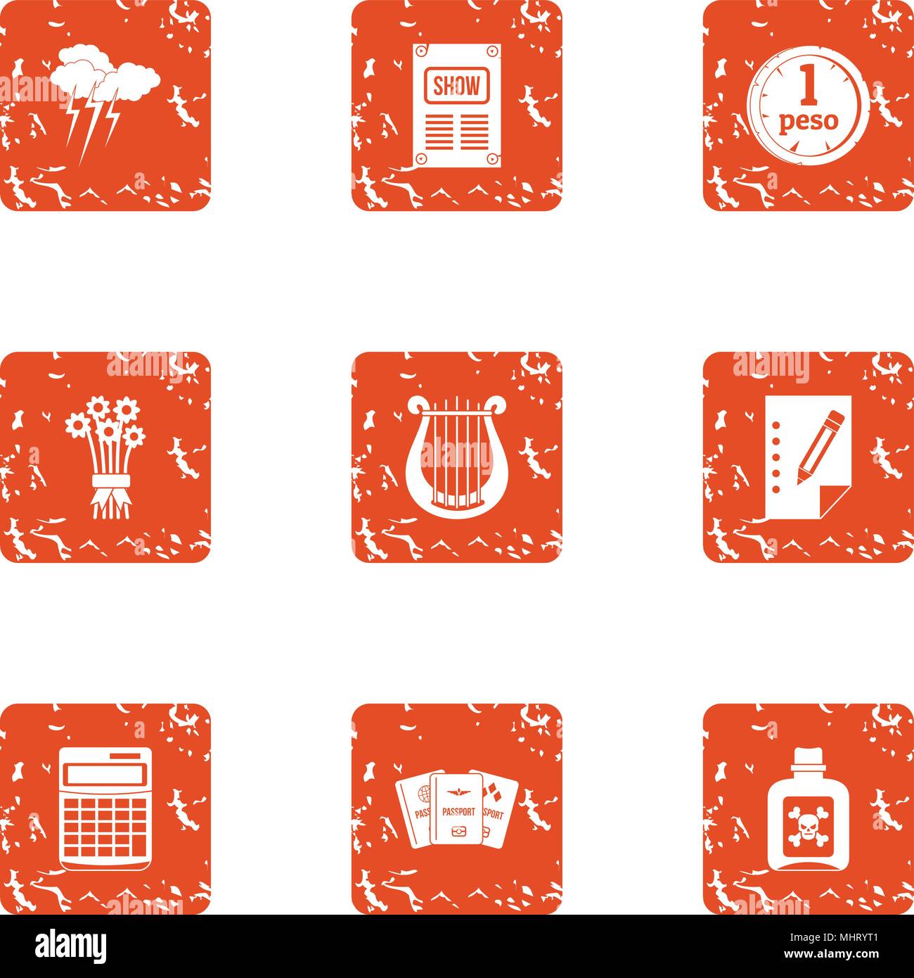 Technical documentation icons set, grunge style Stock Vector Image ...