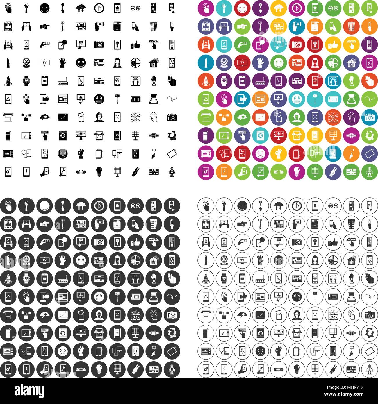100 touch screen icons set vector variant Stock Vector Image & Art - Alamy