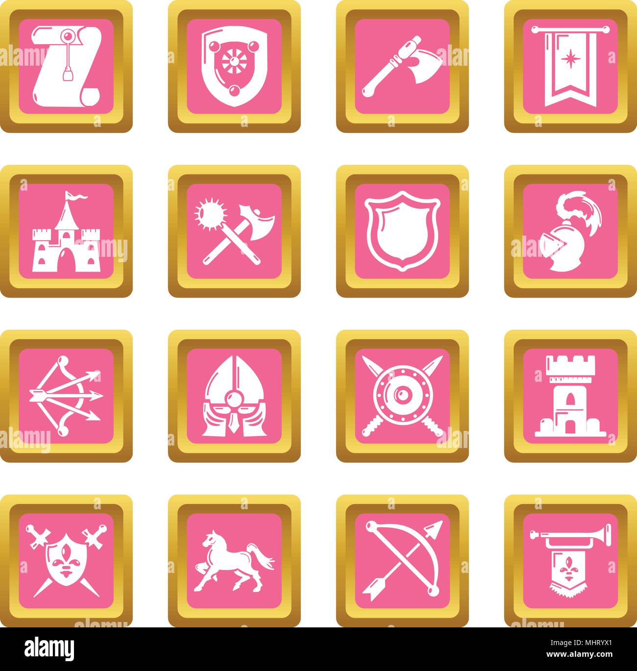 Knight medieval icons set pink square vector Stock Vector Image & Art ...