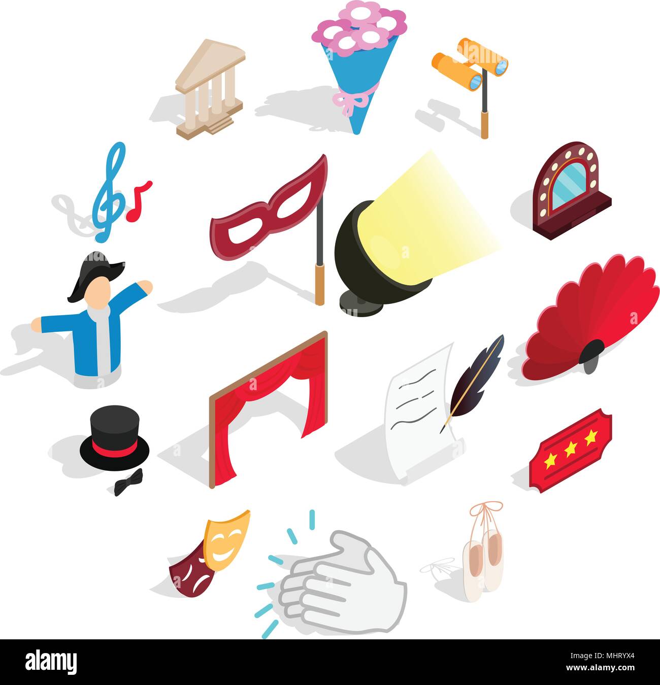 Theatre art acting icons set hi-res stock photography and images - Alamy