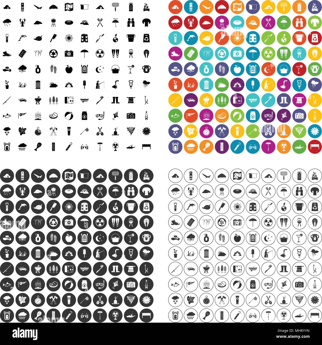 100 tourist camp icons set vector variant Stock Vector Image & Art - Alamy