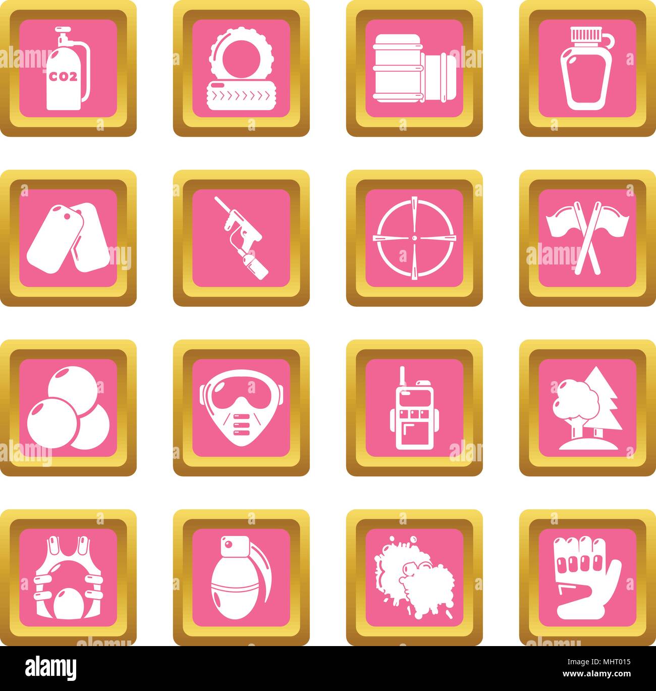 Paintball icons set pink square vector Stock Vector Image & Art - Alamy