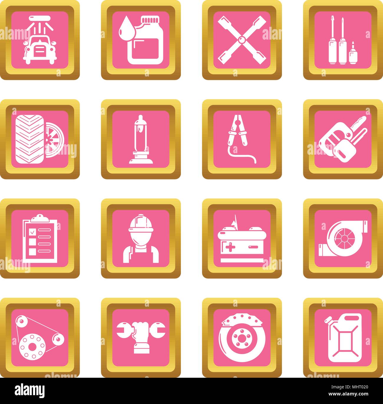 Auto repair icons set pink square vector Stock Vector Image & Art - Alamy