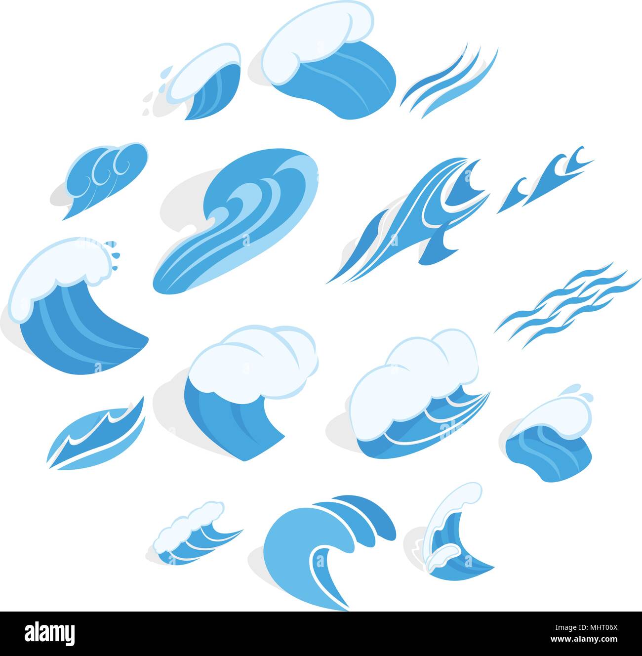 Water wave set, isometric 3d style Stock Vector Image & Art - Alamy
