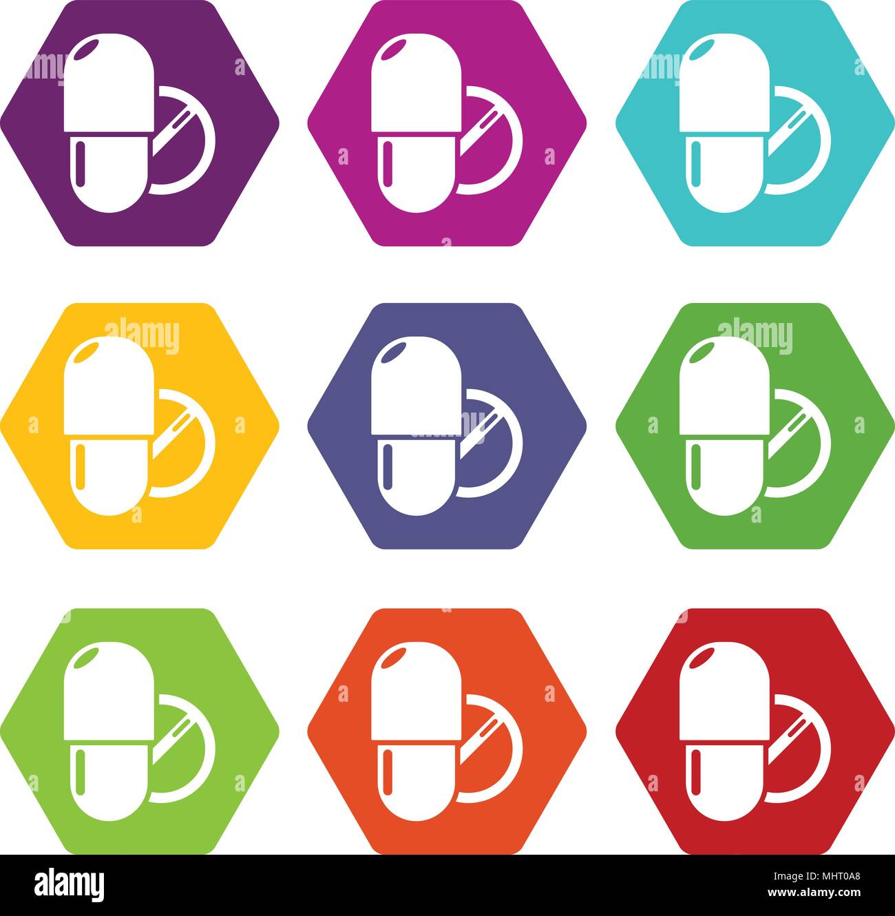 Pills icons set 9 vector Stock Vector Image & Art - Alamy