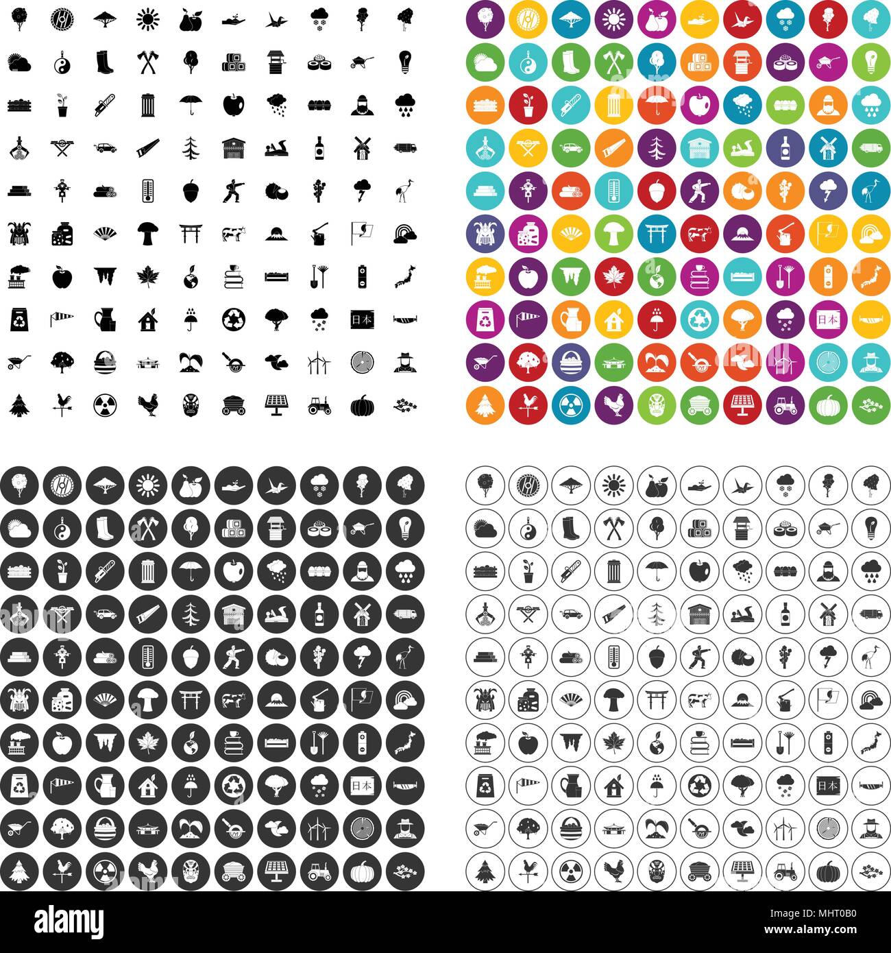 100 tree icons set vector variant Stock Vector Image & Art - Alamy