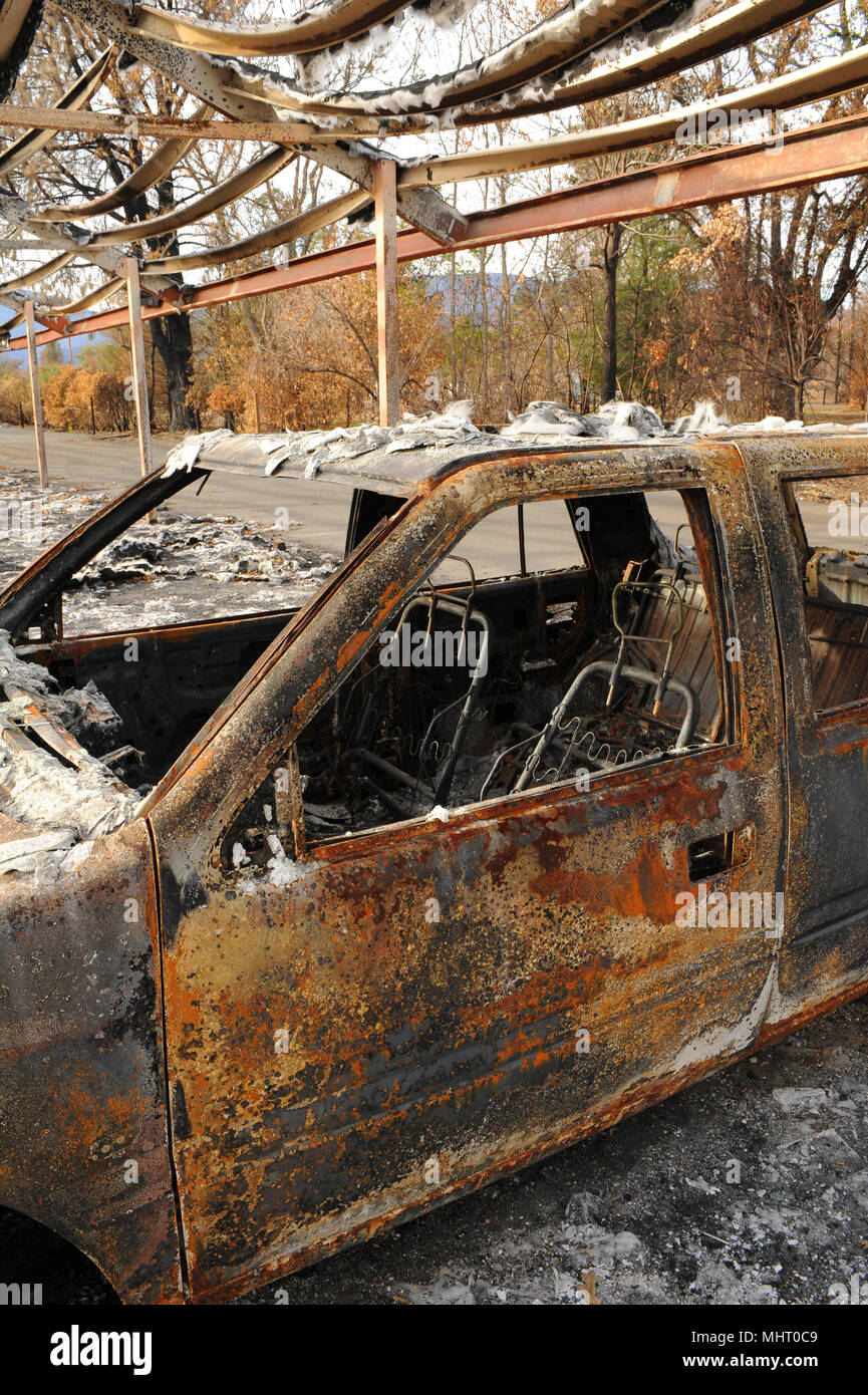 Destruction of an automobile caused the Valley Fire during the 2015 ...