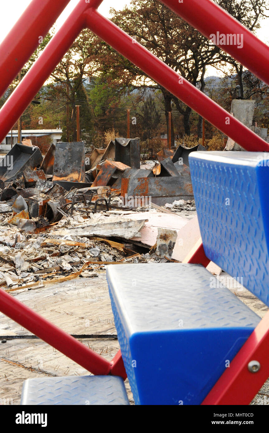 Children's playground destruction caused he Valley Fire during the 2015 ...