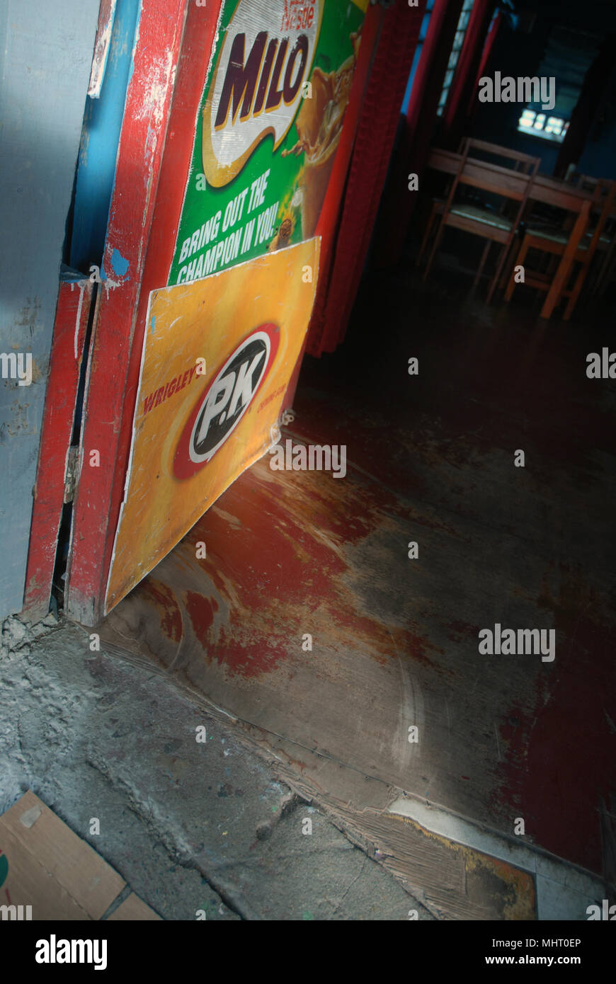 Milo Sign on door of shop, Suva, Fij Stock Photo - Alamy