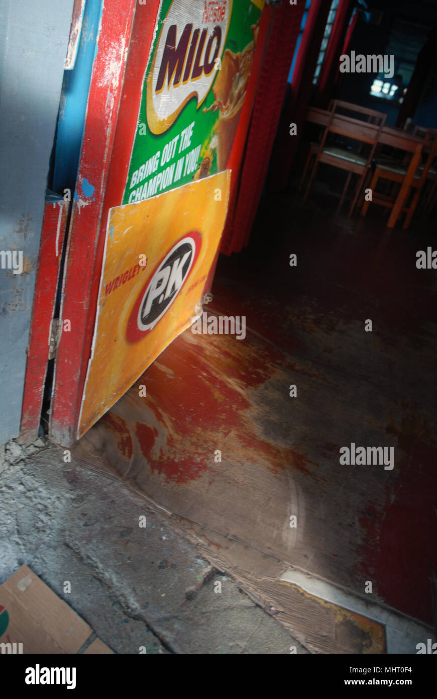 Milo Sign on door of shop, Suva, Fij Stock Photo - Alamy