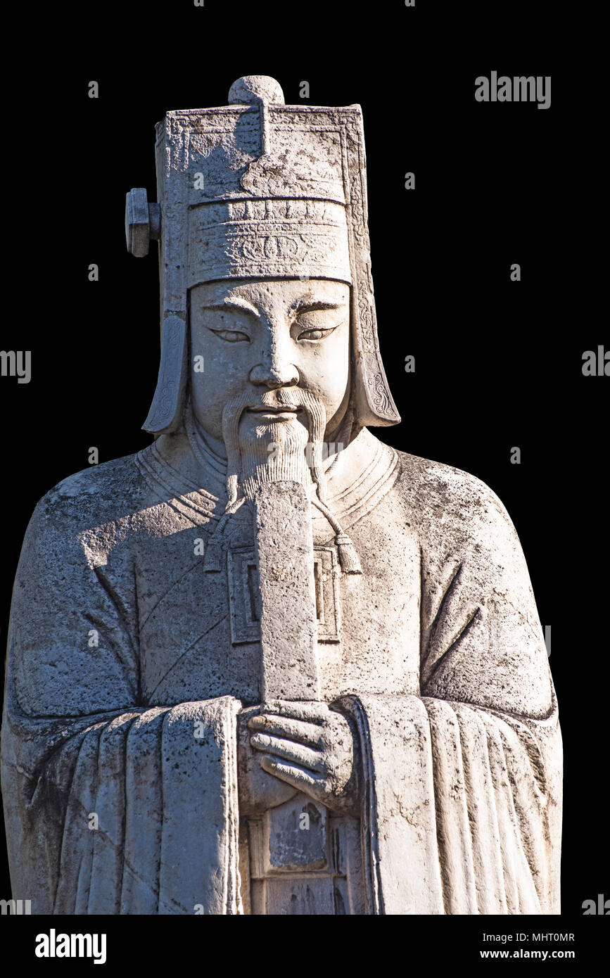 Civil officer stonetone statue in God Way Ming Tombs, Beijing.The Ming ...