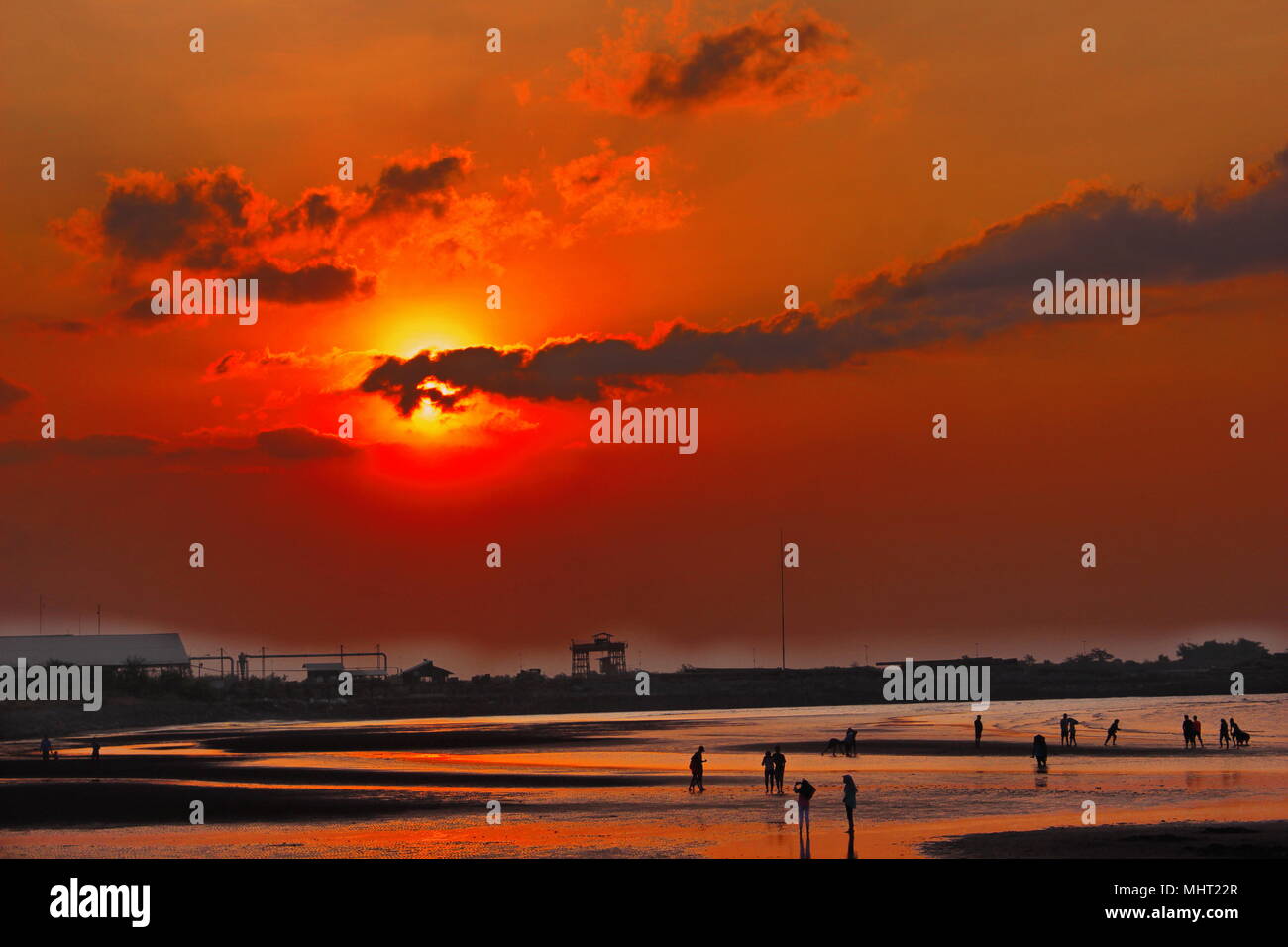 sunrise atmosphere in a tourist village famous for its beautiful ...