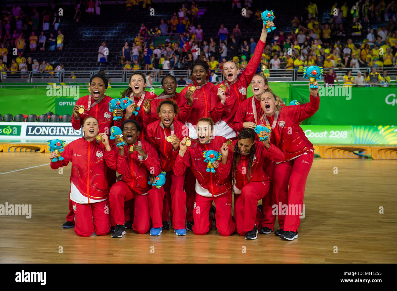 GOLD COAST, AUSTRALIA - APRIL 15: Gold medalists England pose during ...