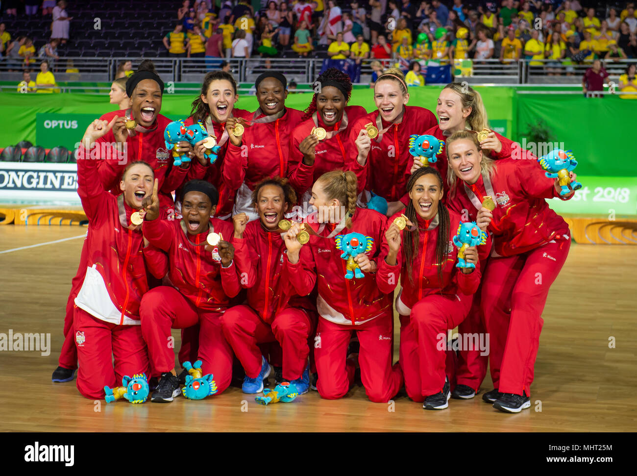 GOLD COAST, AUSTRALIA - APRIL 15: Gold medalists England pose during ...