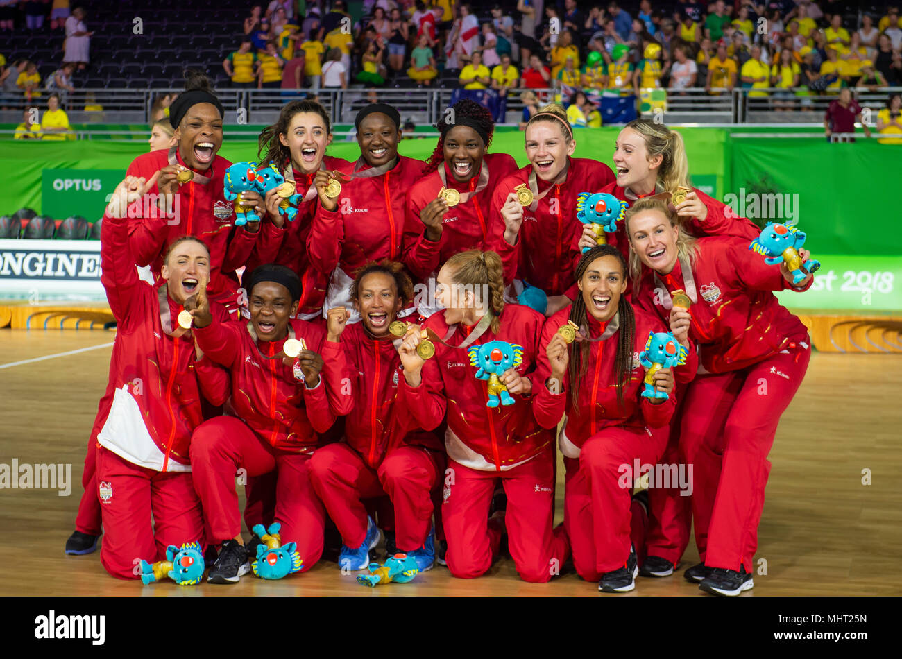 GOLD COAST, AUSTRALIA - APRIL 15: Gold medalists England pose during ...