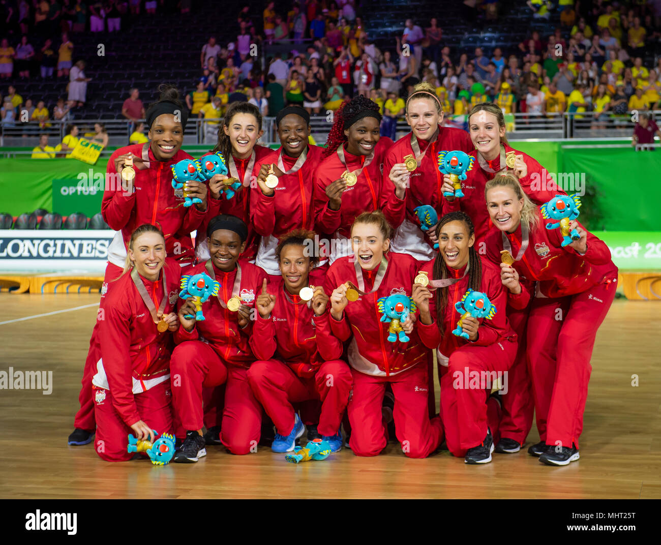 GOLD COAST, AUSTRALIA - APRIL 15: Gold medalists England pose during ...