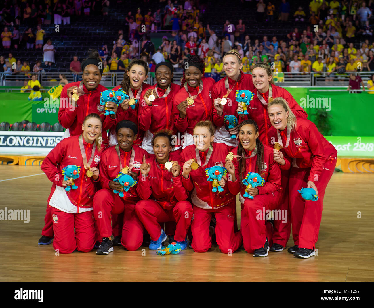 GOLD COAST, AUSTRALIA - APRIL 15: Gold medalists England pose during ...