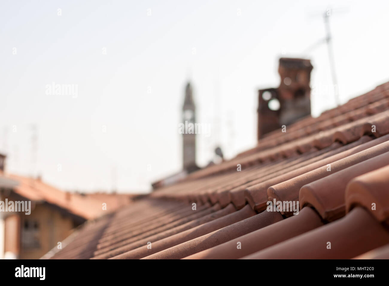 red roofs of Italyan town Lomazzo Stock Photo - Alamy