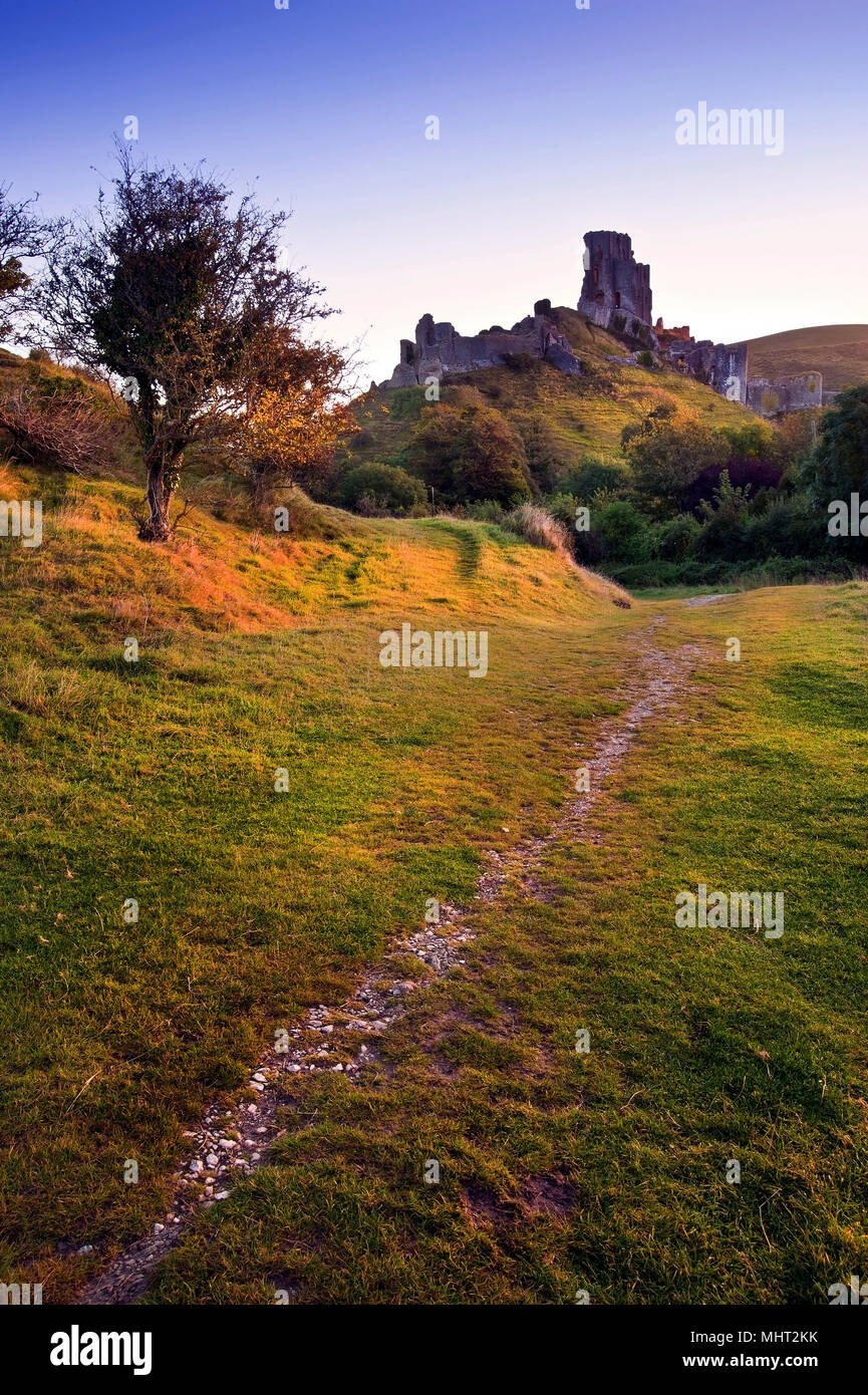Old medieval castle ruins in Summer sunrise landscape image Stock Photo ...