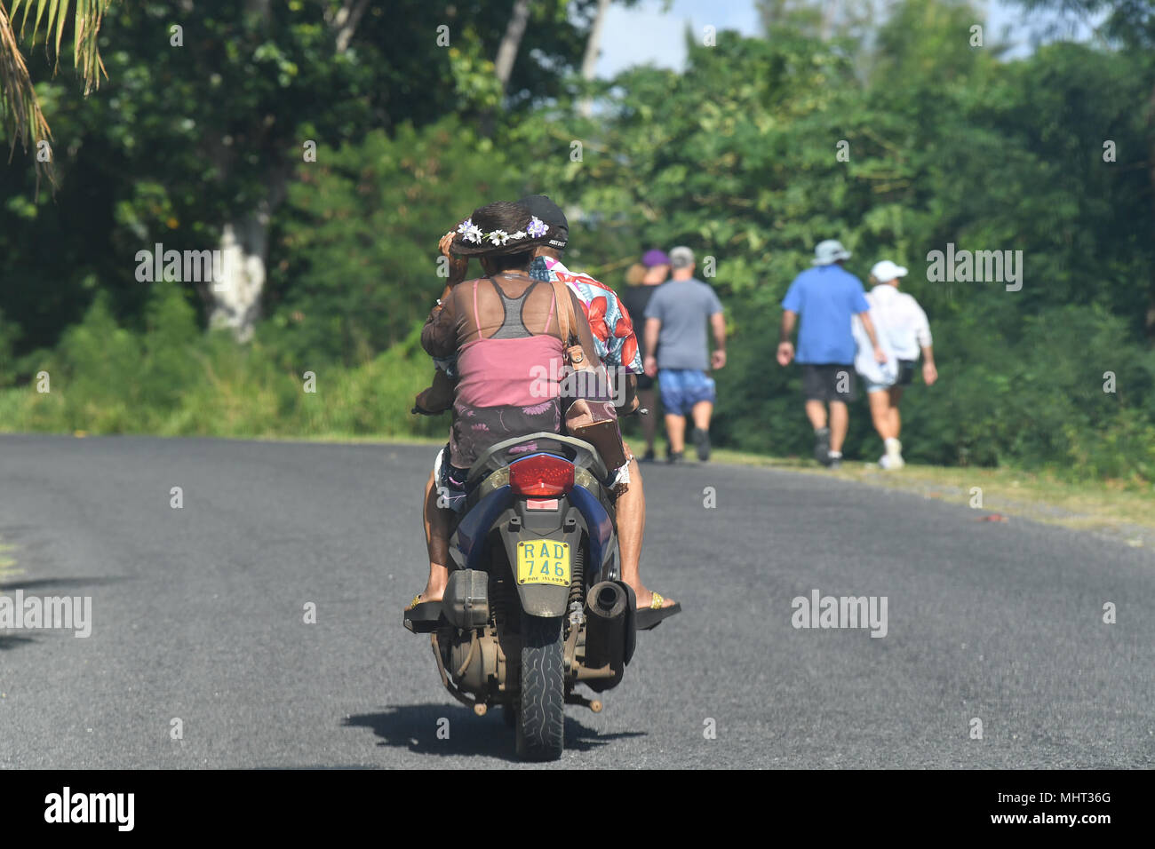 AITUTAKI, COOK ISLAND - AUGUST, 27 2017 - Local people at the christian ...