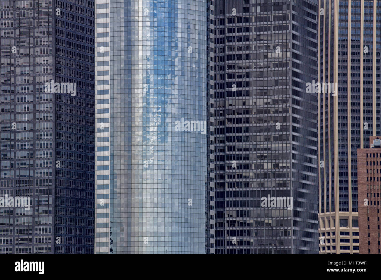 new york manhattan skyscrapers building detail reflections on windows ...