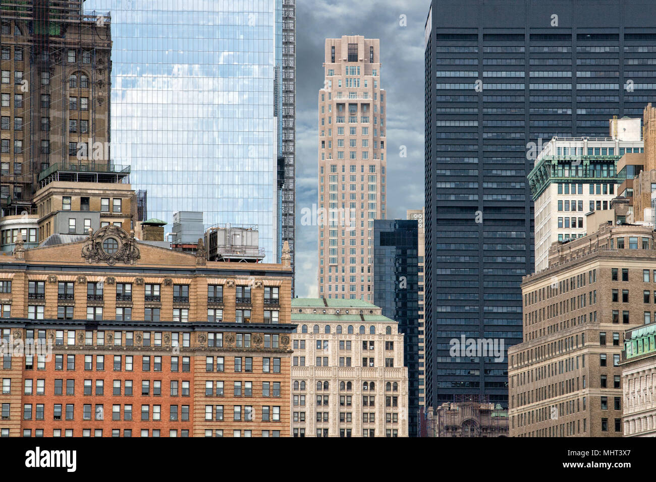 new york manhattan skyscrapers building detail reflections on windows ...