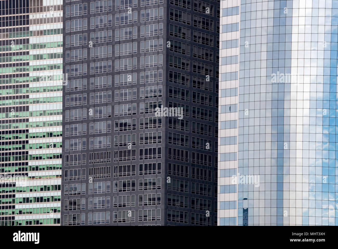 new york manhattan skyscrapers building detail reflections on windows ...