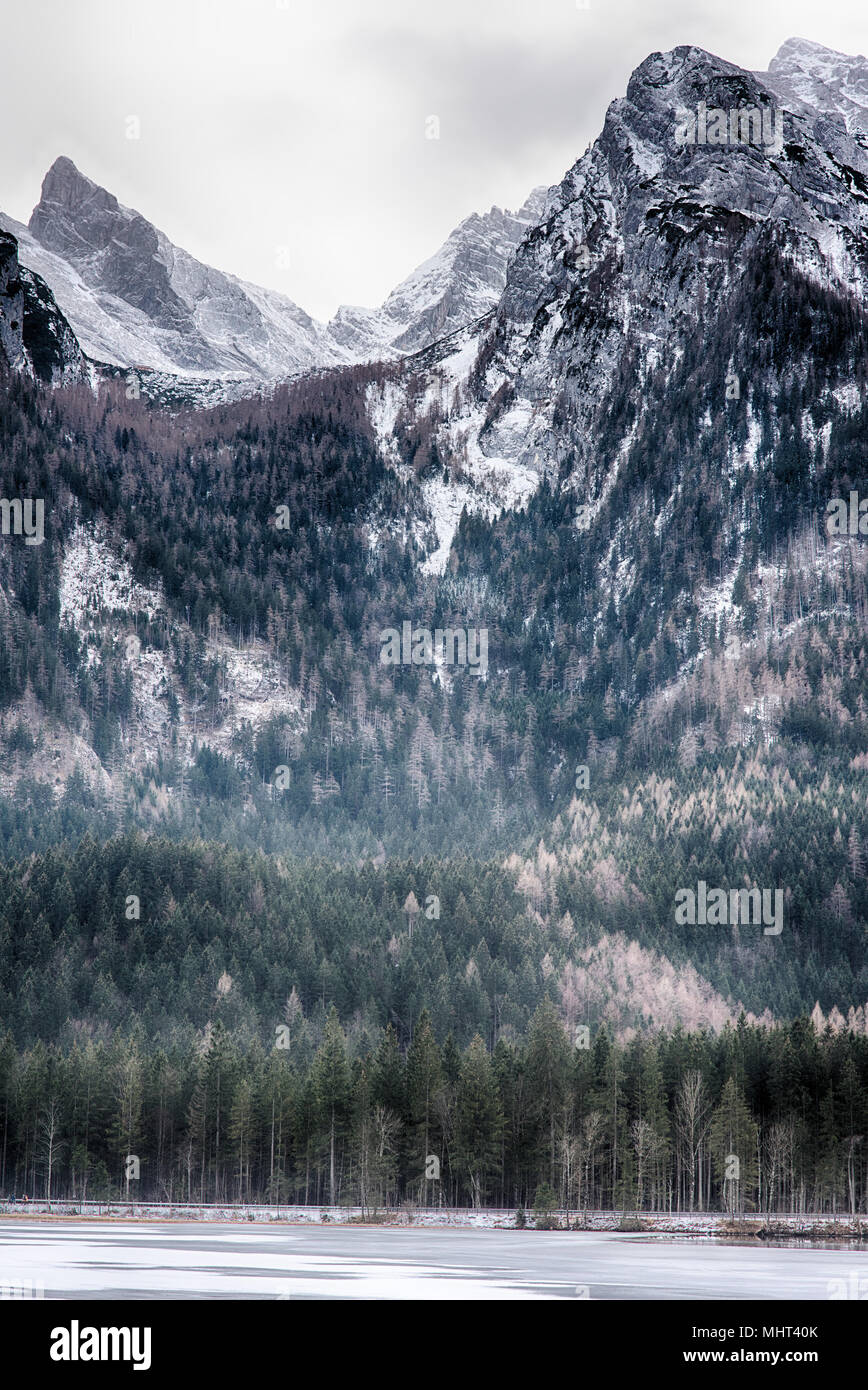 Frozen lake landscape in winter time Stock Photo - Alamy