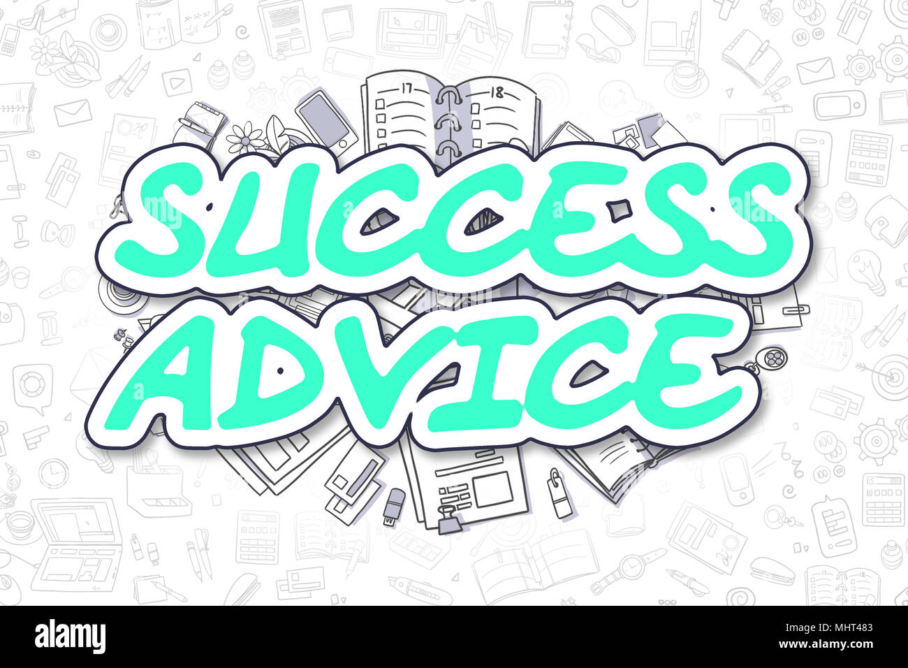 Success Advice - Cartoon Green Word. Business Concept Stock Photo - Alamy