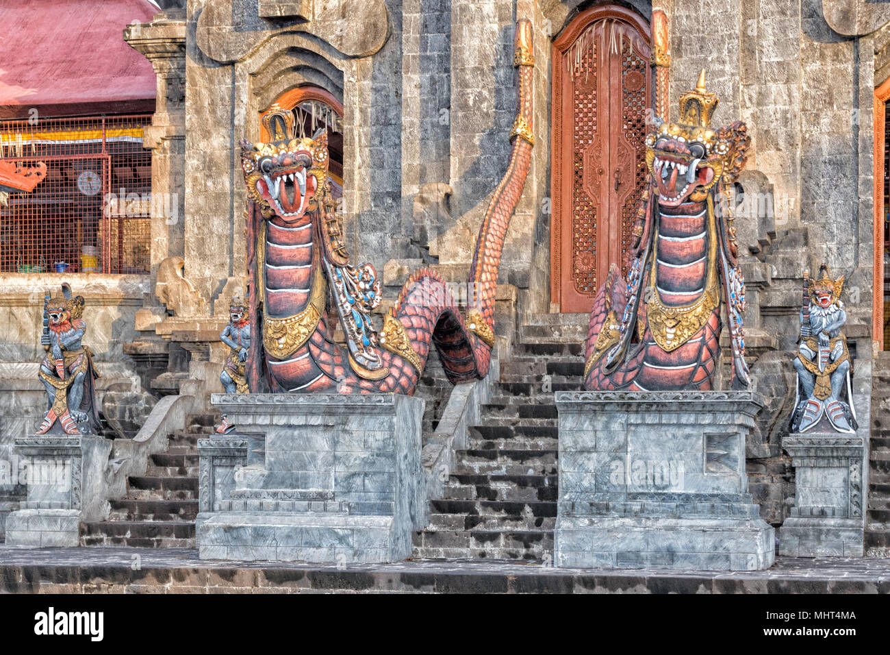 Dragon snake Bali Indonesia temple entrance door close up detail Stock ...