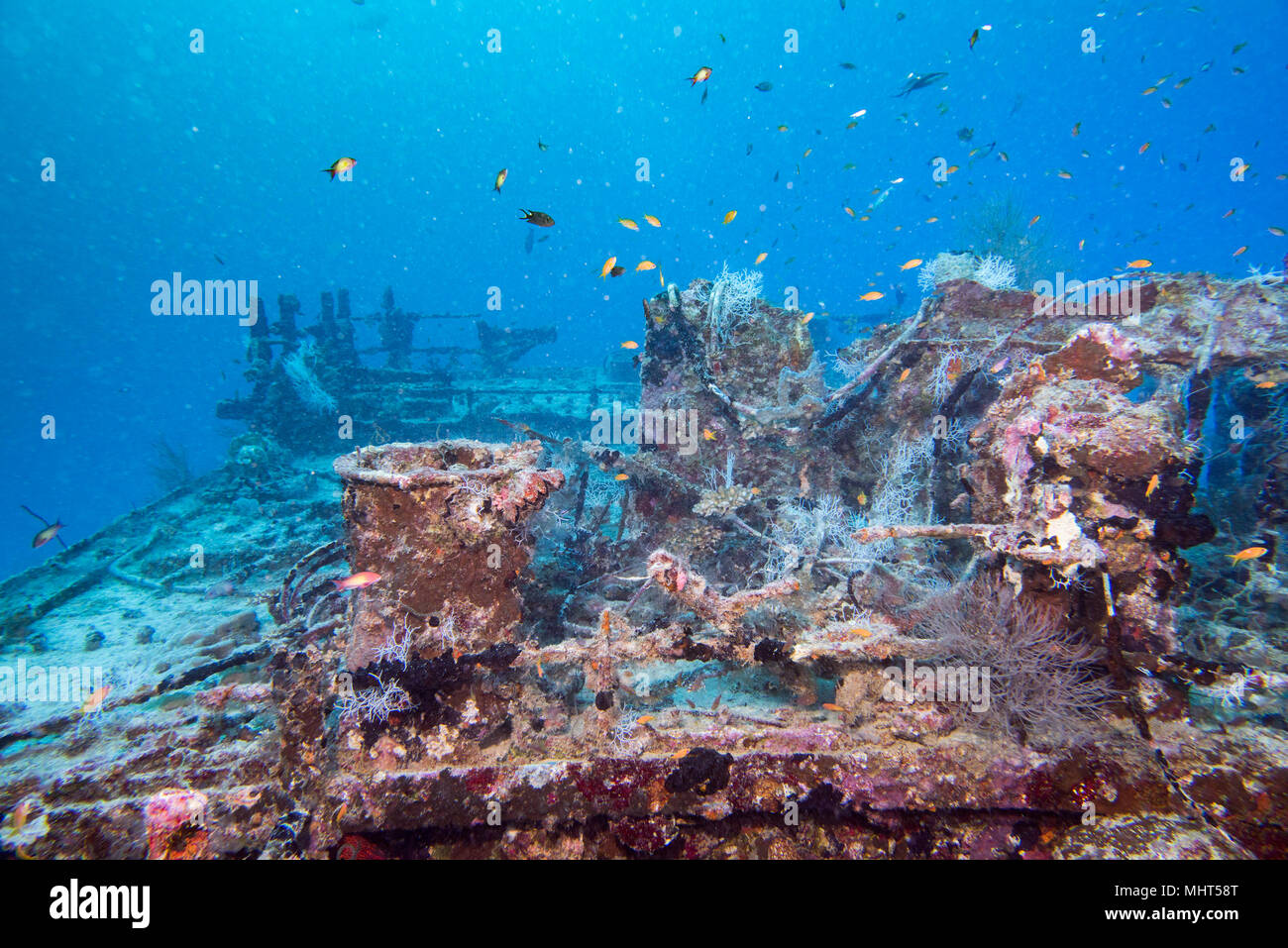 Ship Wreck underwater while diving Stock Photo - Alamy