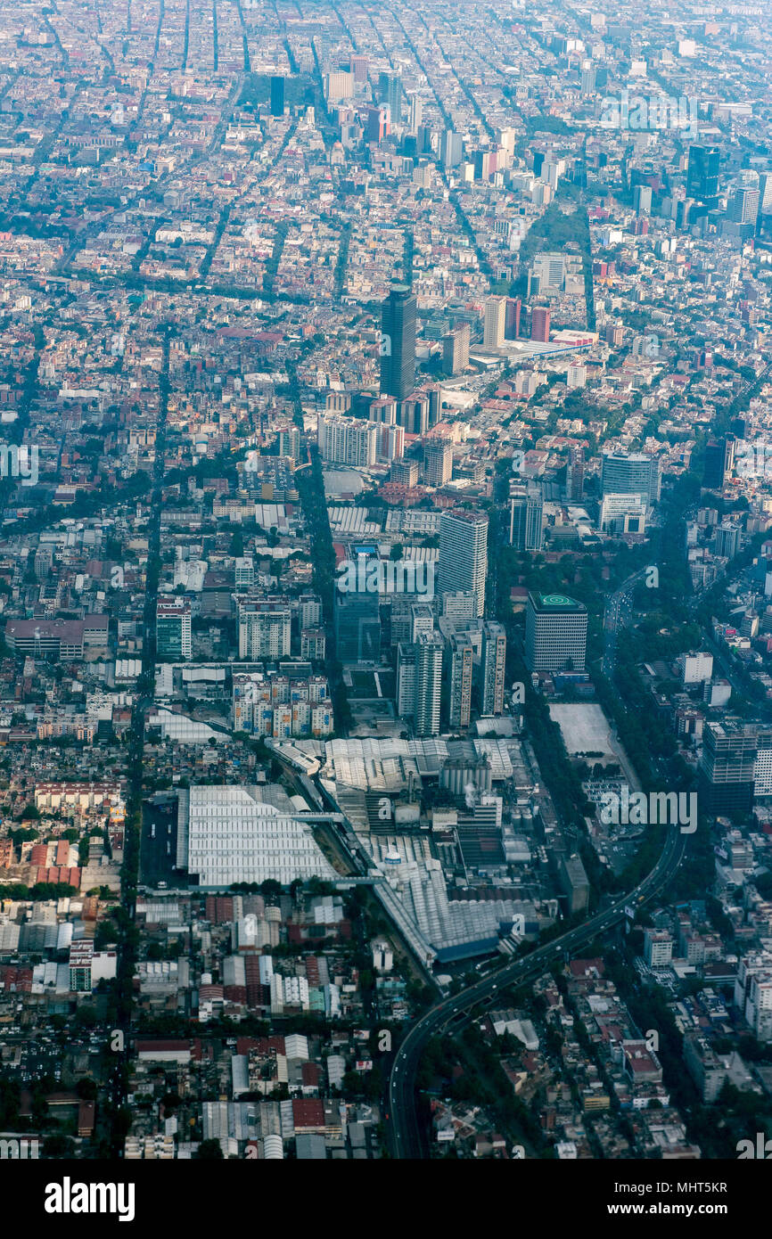 mexico city aerial view landscape from airplane Stock Photo - Alamy