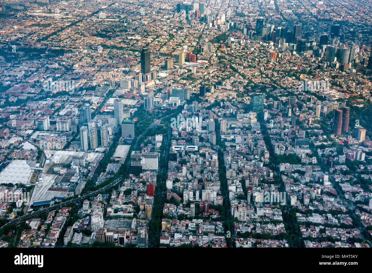 mexico city aerial view cityscape landscape from airplane Stock Photo ...