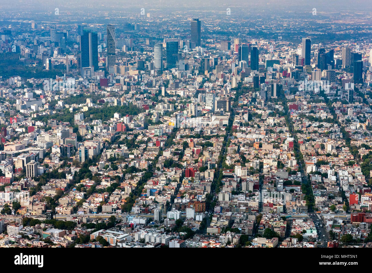 mexico city aerial view cityscape landscape from airplane Stock Photo ...