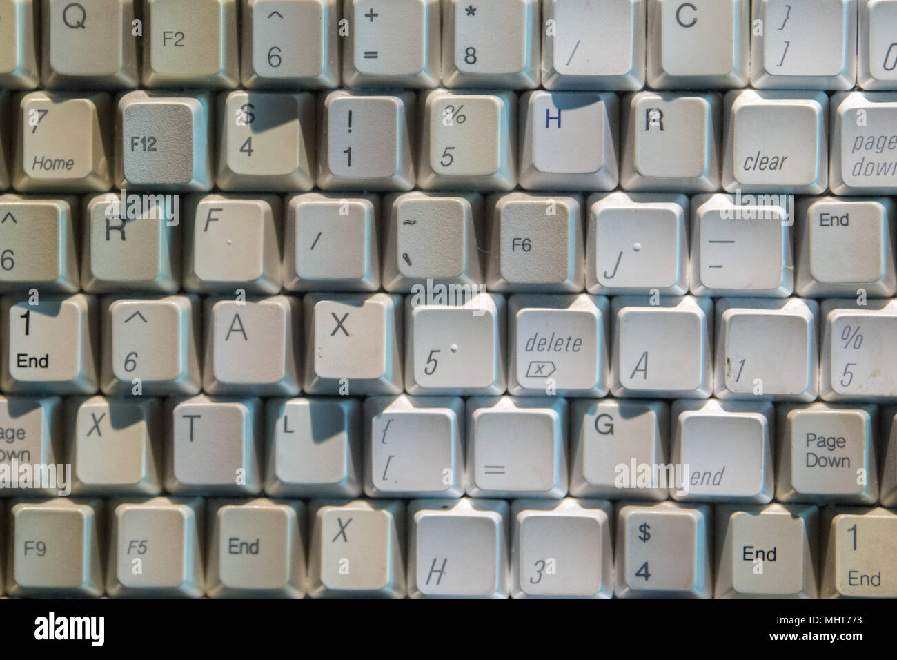 old computer keyboard buttons in wrong order close up Stock Photo - Alamy