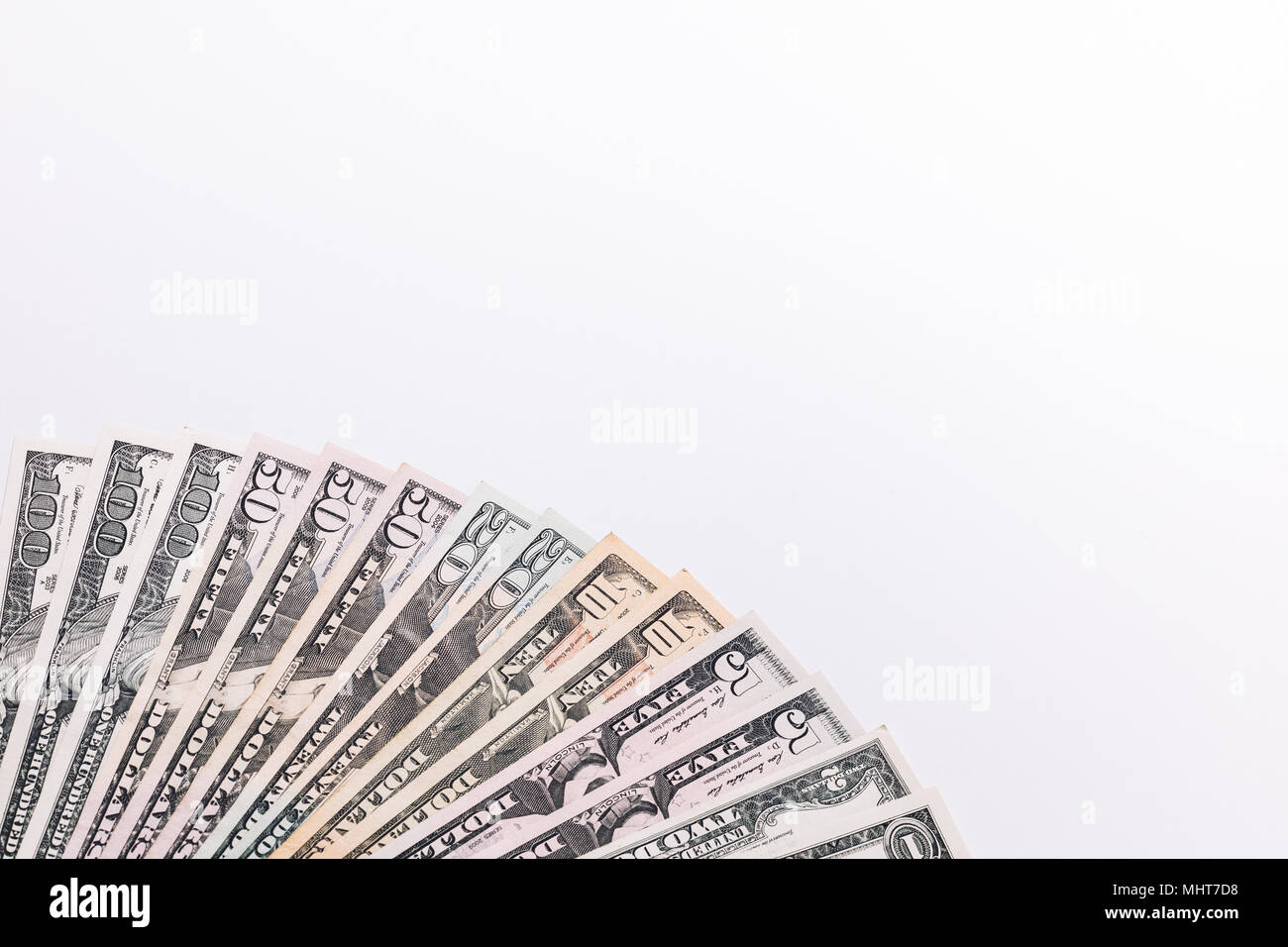 USA money banknotes on white background Stock Photo - Alamy
