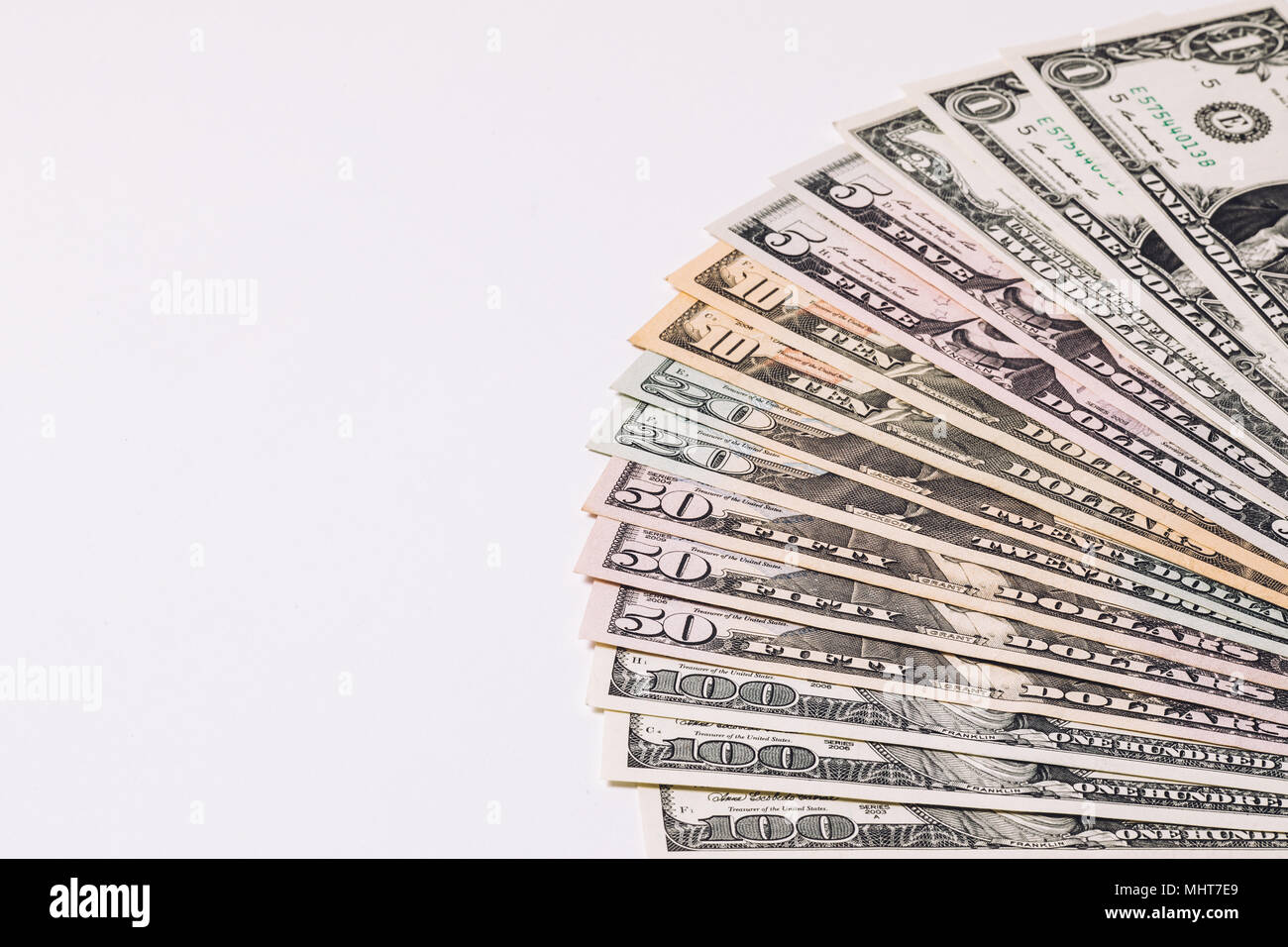 USA money banknotes on white background Stock Photo - Alamy