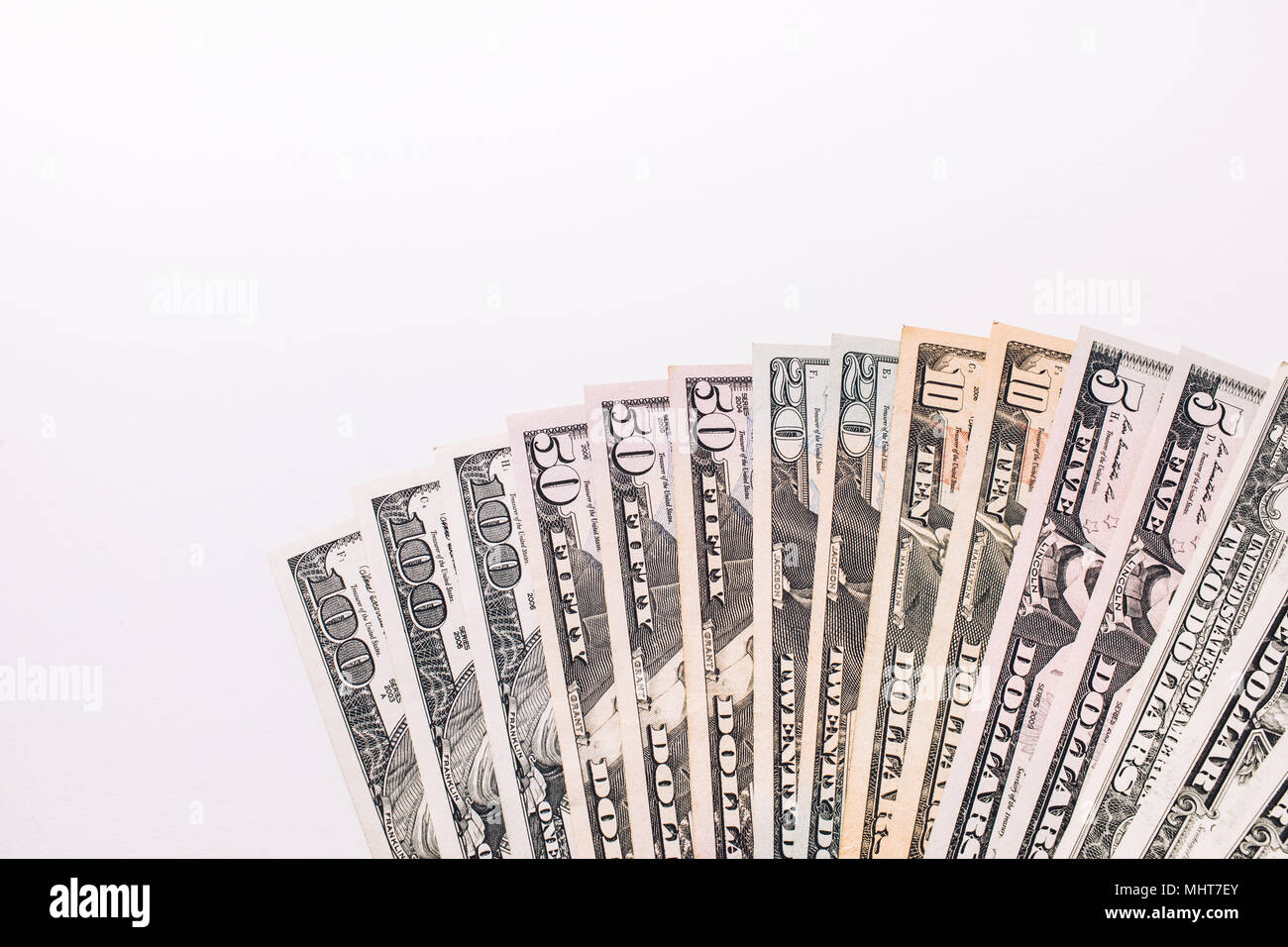USA money banknotes on white background Stock Photo - Alamy