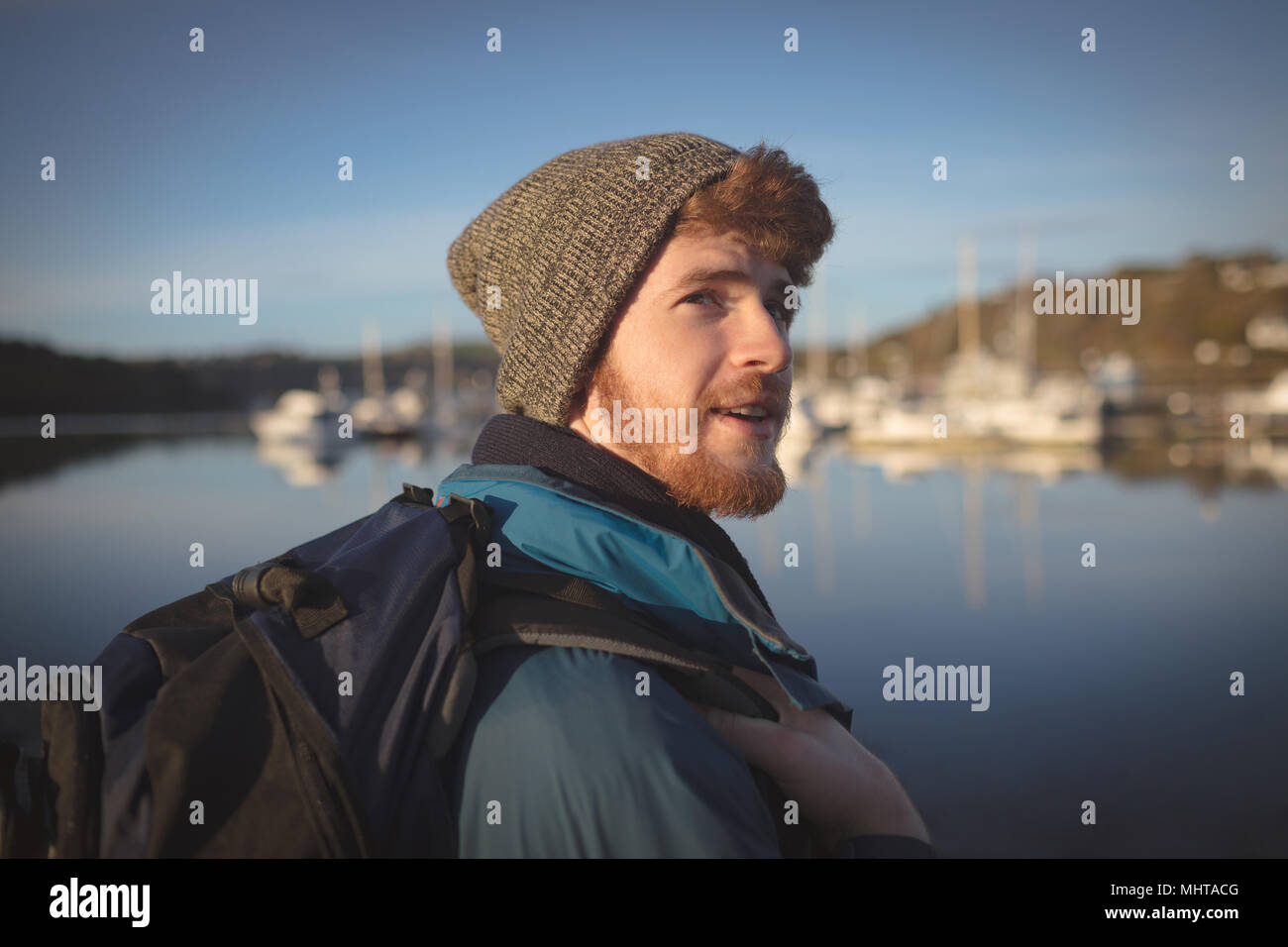 Male traveler backpack standing hi-res stock photography and images - Alamy