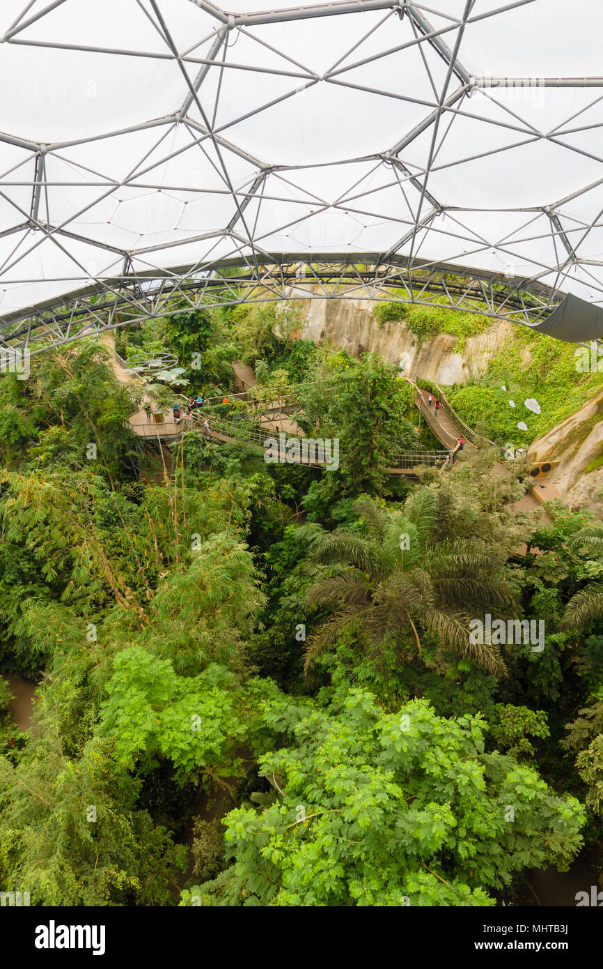 The Eden Project looking down from the viewing platform at the aerial ...