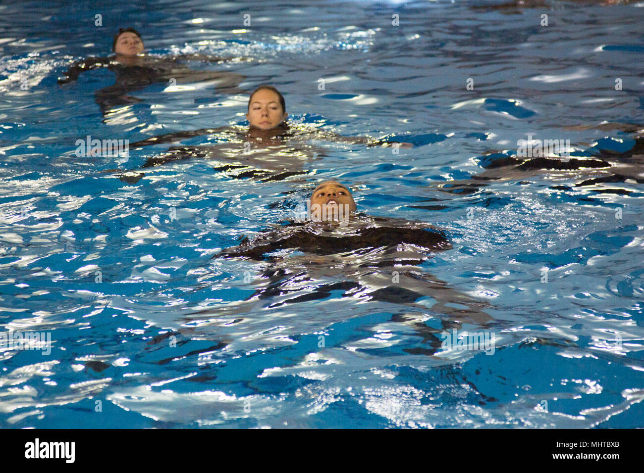 Students of the MARSOC Combat Support Orientation Course tread water in ...