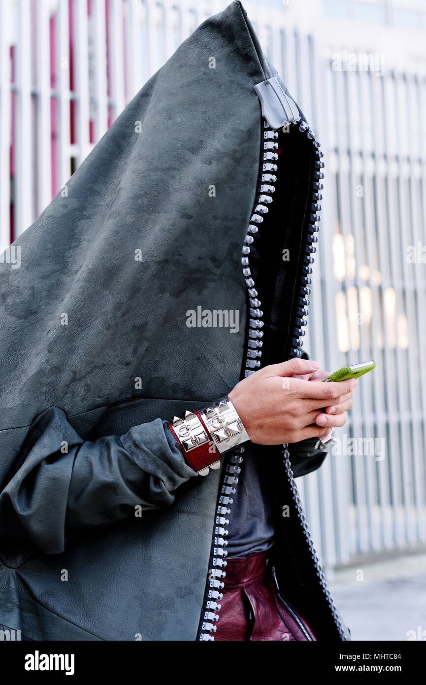 Giant Zip coat man - Paris - France Stock Photo - Alamy