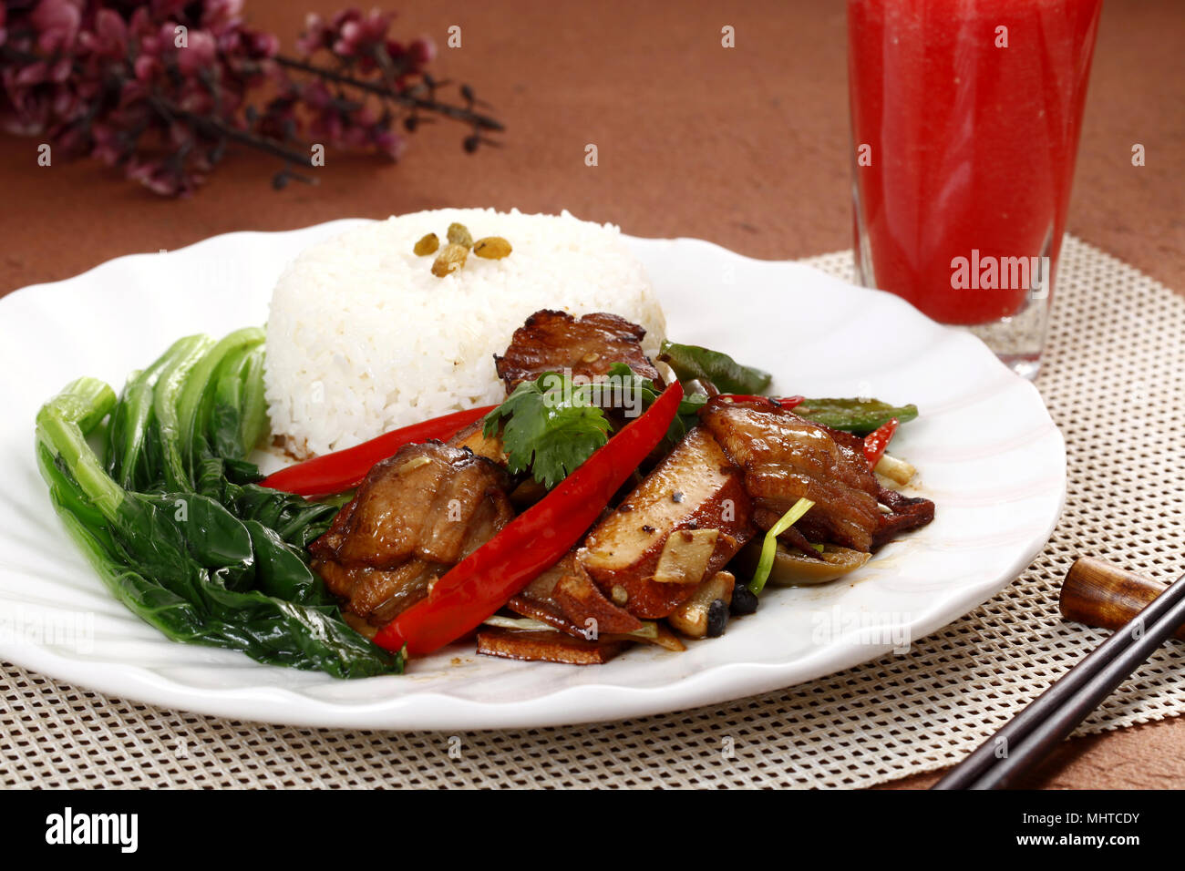 stir fried pork with tofu Stock Photo - Alamy