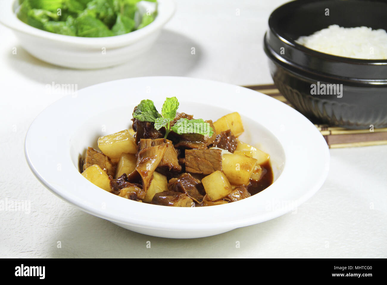 beef stew with rice Stock Photo - Alamy