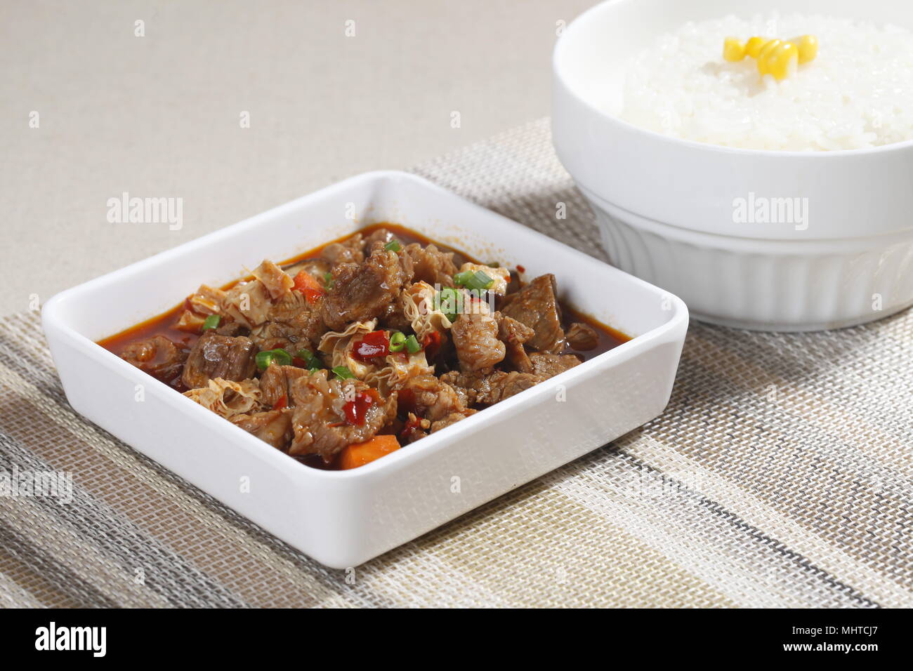 beef stew with rice Stock Photo - Alamy