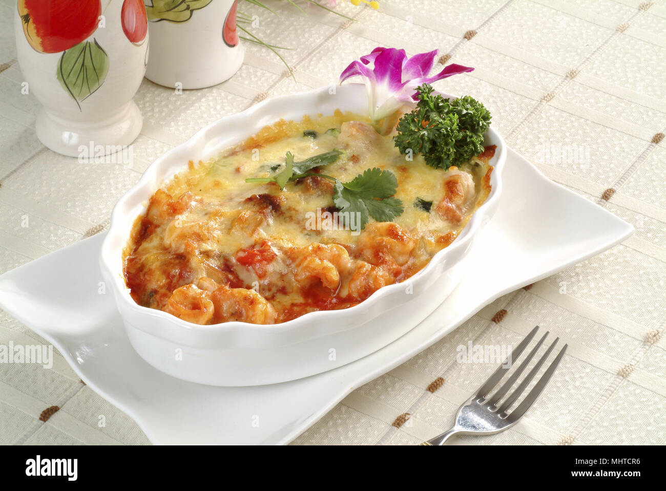 seafood cheese bake Stock Photo - Alamy