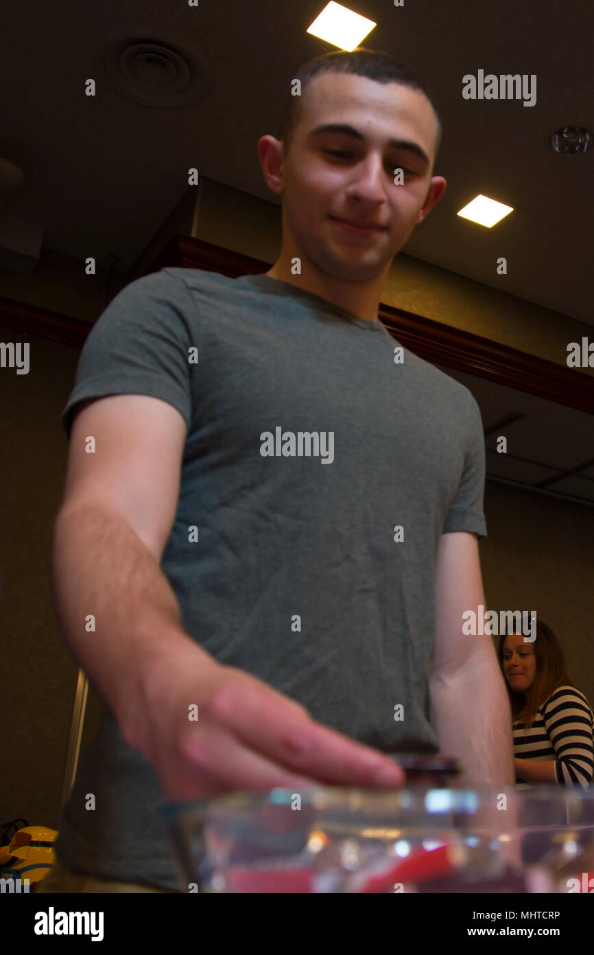 U.S. Marine Corps Lance Cpl. Dominick Scali, a volunteer at the sixth ...