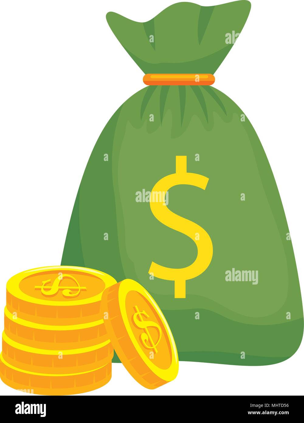 money bag with coins vector illustration design Stock Vector Image ...