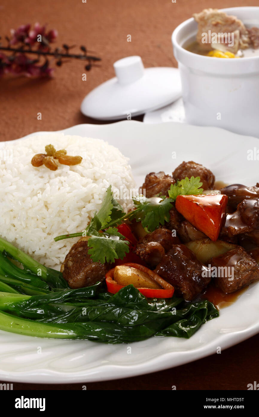 pork stew with rice Stock Photo - Alamy